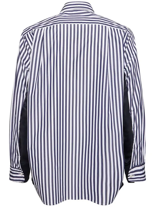 Sacai Cotton Poplin Shirt In Navy Striped - 30% Off | Editorialist